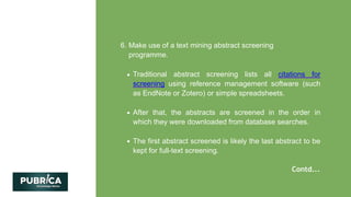 How to conduct abstract screening for systematic review – Pubrica | PPT