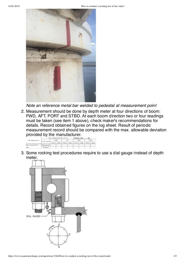 How to conduct a rocking test of the crane