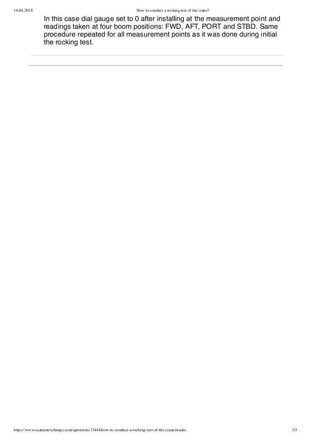 How to conduct a rocking test of the crane