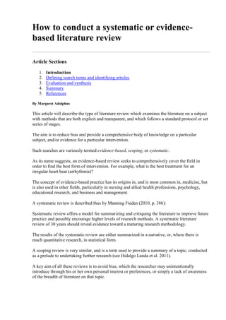 How to conduct_a_systematic_or_evidence_review | PDF