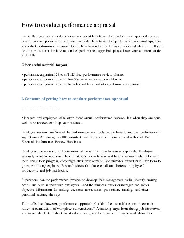 How to conduct performance appraisal