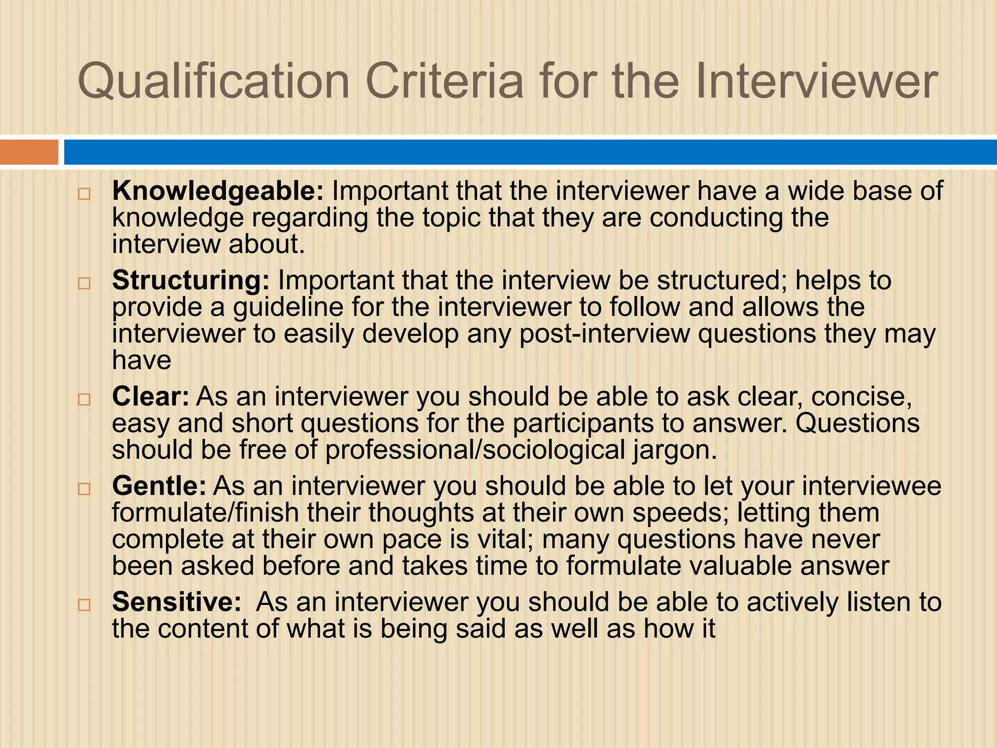 How to conduct qualitative interviews | PPT