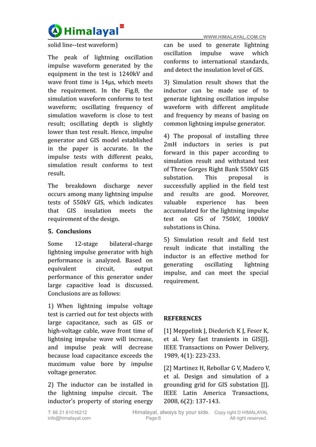 How to conduct the lightning impulse withstand test on 550kv GIS? | PDF ...