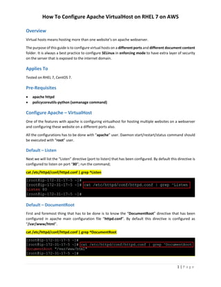 How To Configure Apache VirtualHost on RHEL 7 on AWS | PDF | Web Hosting | Internet