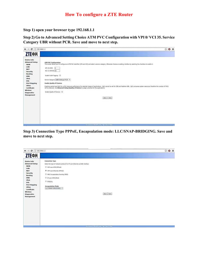 How to configure a ZTE Router with easy steps. | PDF | Computer ...