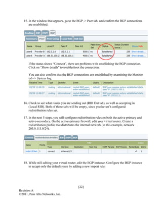 Palo Alto BGP configuration basics document | PDF