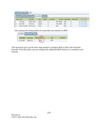 Palo Alto BGP configuration basics document | PDF