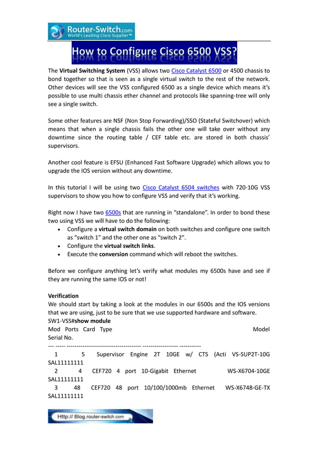 How to configure cisco 6500 vss | DOCX