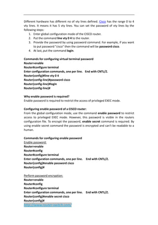 How to configure cisco router password | PDF