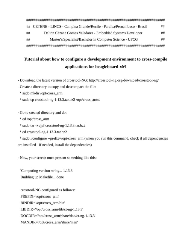 How to configure an environment to cross-compile applications for beagleboard-xM | PDF