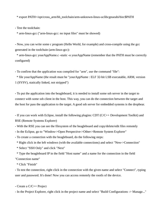 How to configure an environment to cross-compile applications for beagleboard-xM | PDF