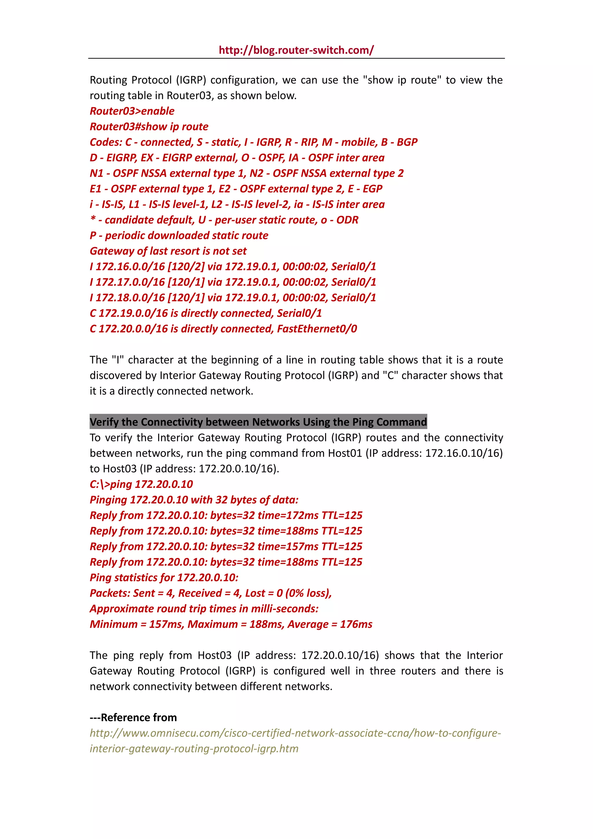 How to configure interior gateway routing protocol (igrp) | PDF