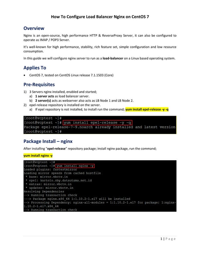 How To Configure Nginx Load Balancer on CentOS 7 | PDF