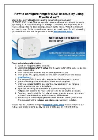 How to configure netgear ex3110 setup by using mywifiext