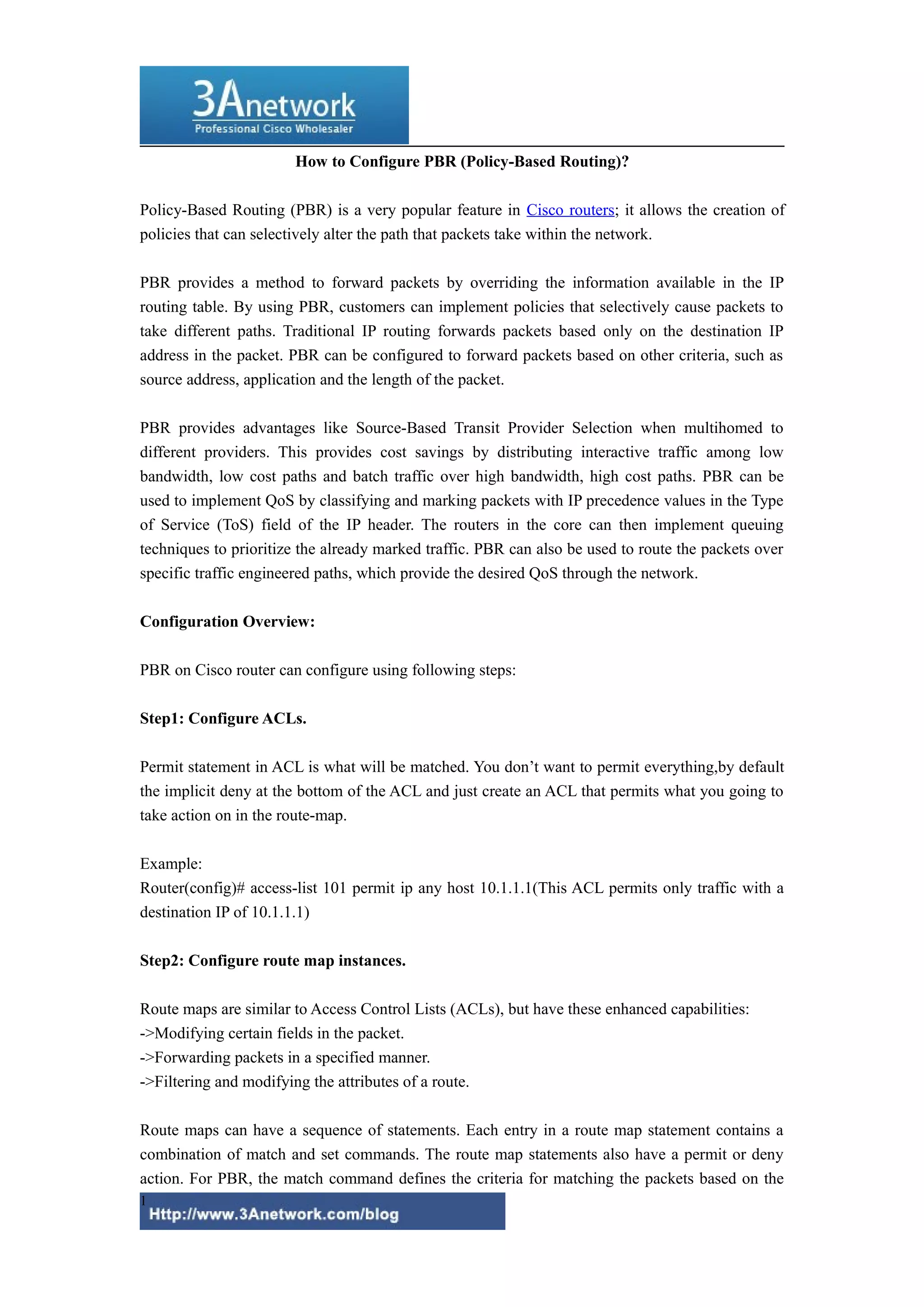 How to configure pbr (policy based routing) | DOC