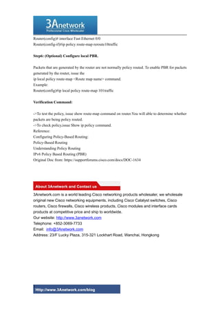 How to configure pbr (policy based routing) | DOC