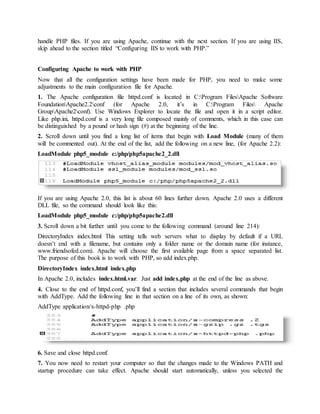 How to configure PHP with IIS or Apache on Windows | PDF