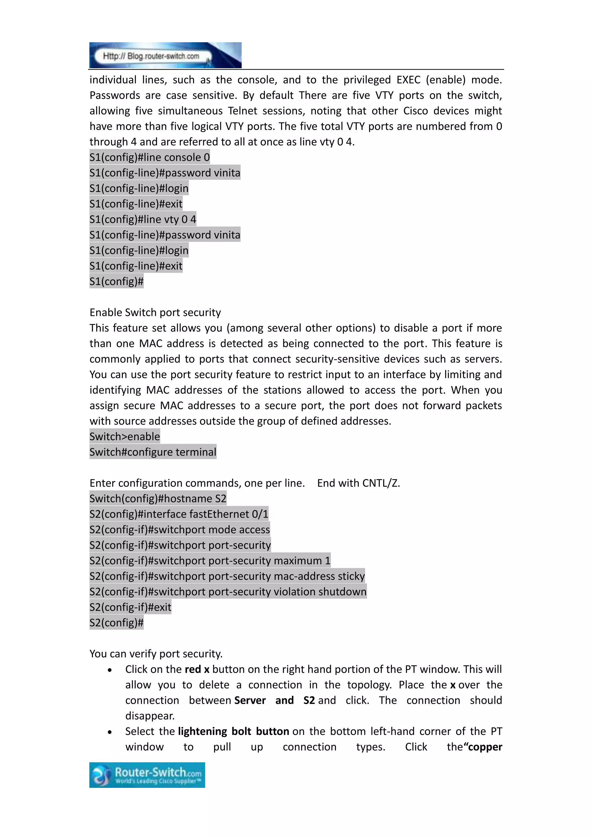 How To Configure Port Security In Cisco Switch Docx