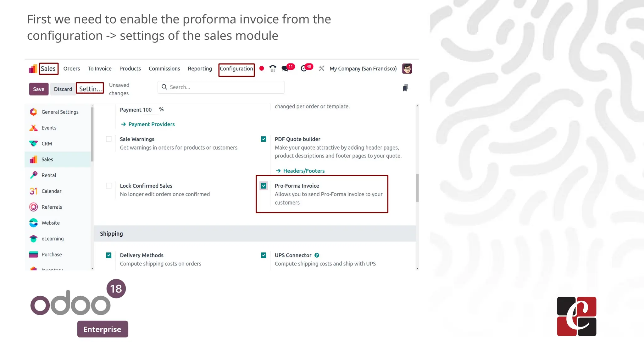 How to Configure Proforma Invoice in Odoo 18 Sales | PPTX