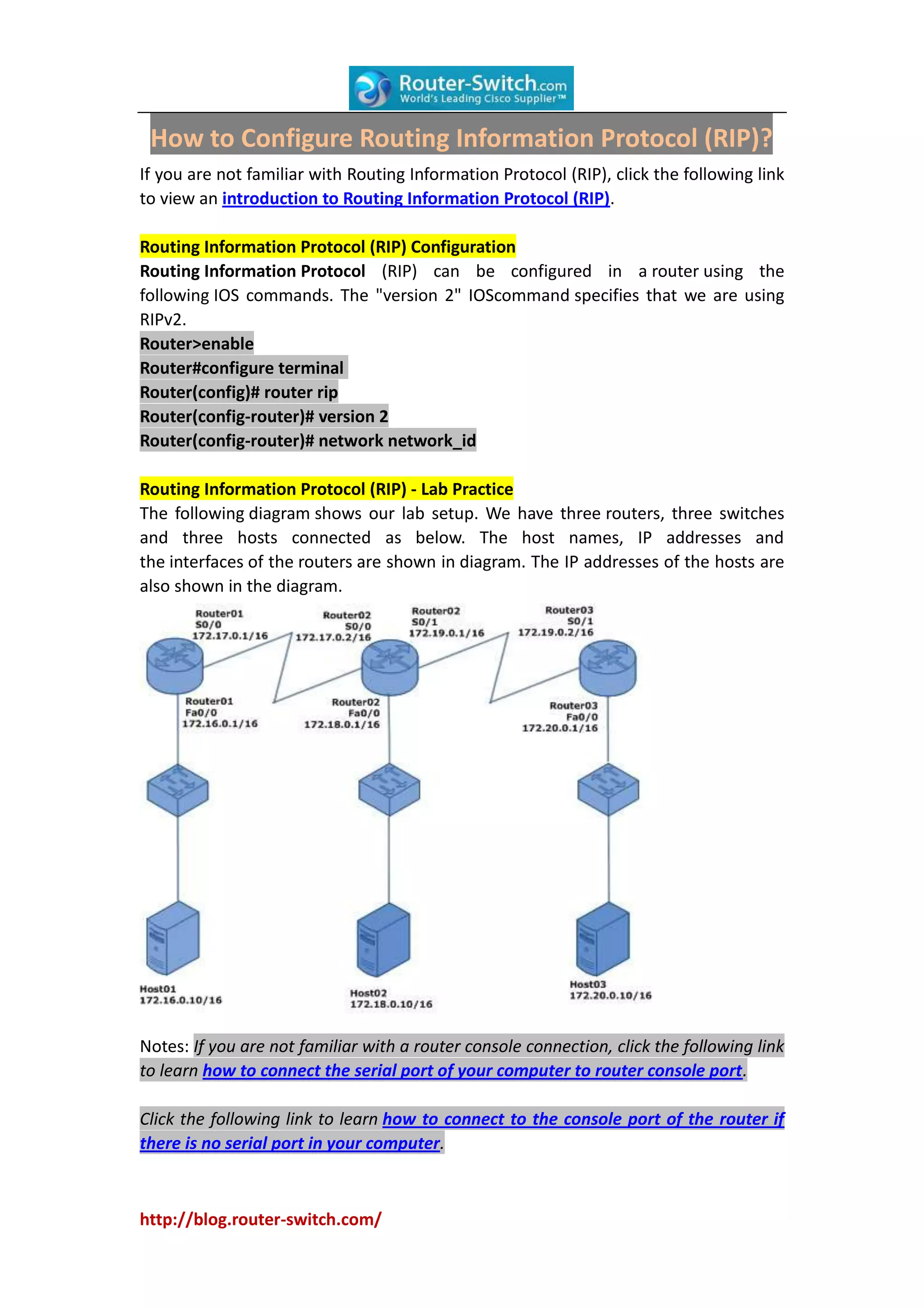 How to Configure Routing Information Protocol (RIP) | PDF How to Configure Routing Information Protocol (RIP) | PDF