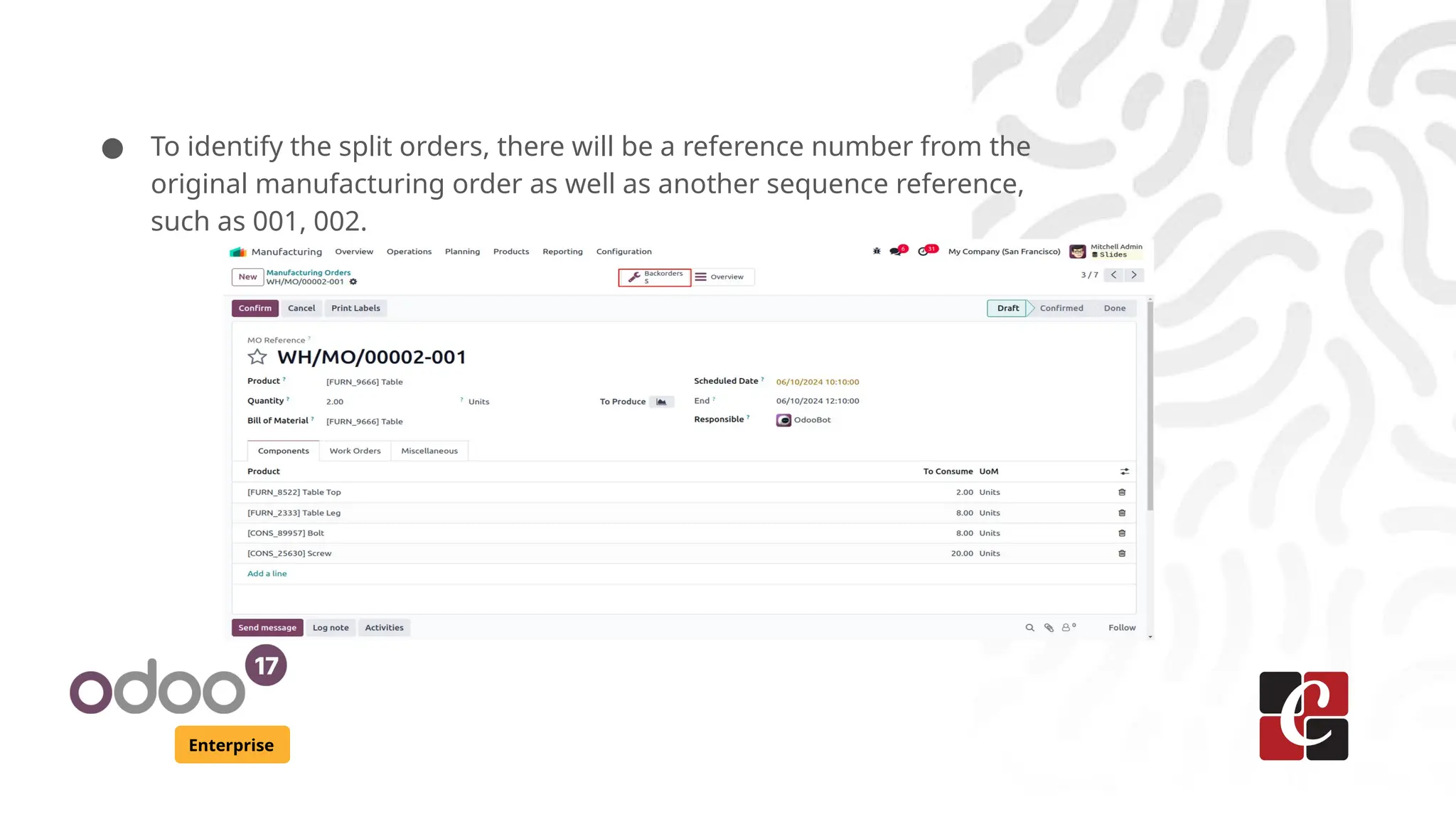 How to Configure Split & Merge Manufacturing Orders in Odoo 17 Manufacturing | PPT