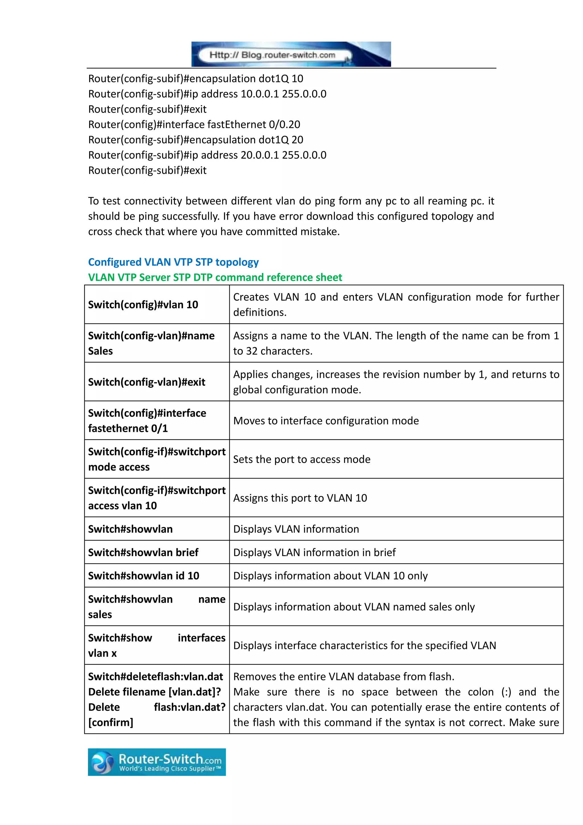 How to configure vlan, stp, dtp step by step guide | DOCX