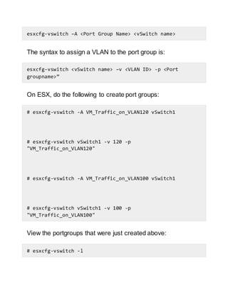 How to configure v mware v switch from esx-esxi command line | DOCX