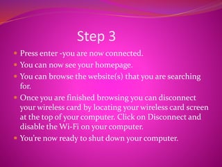 How to connect to a wireless network!!!!!! | PPTX