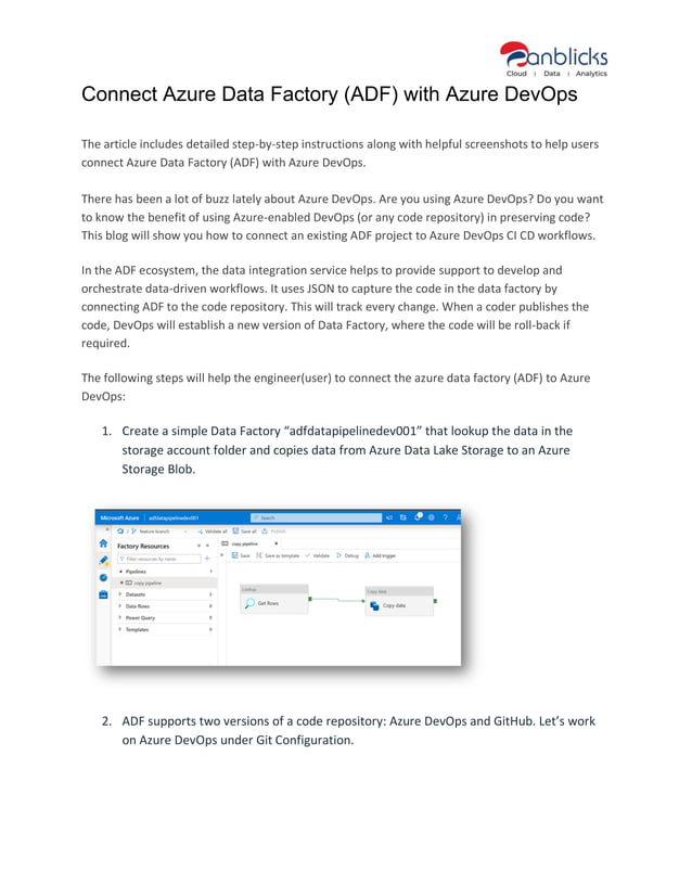 Connect Azure Data Factory Adf With Azure Devops Pdf