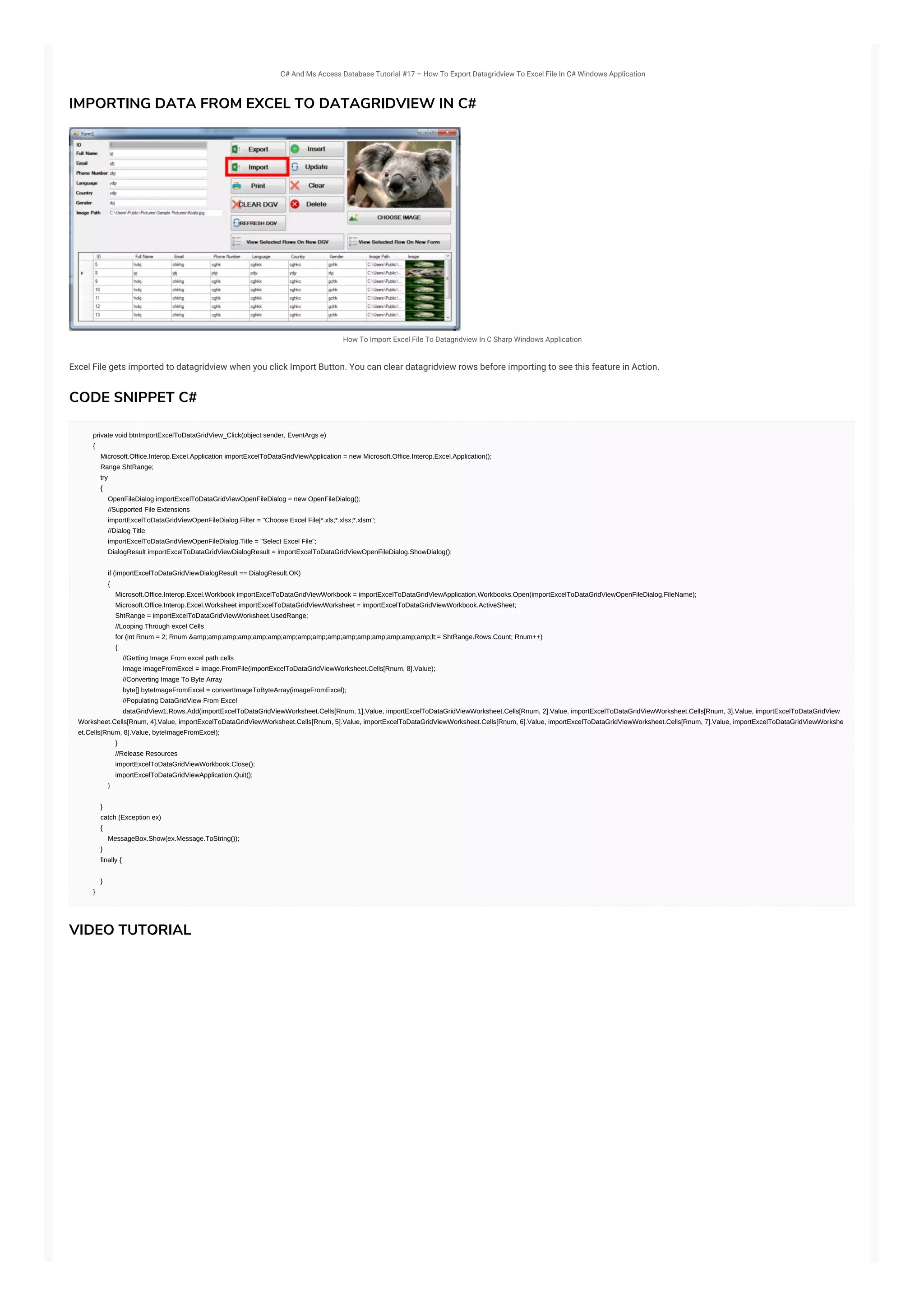 Crud How To Connect To Microsoft Access Database Insert Update Delete Clear Print Export