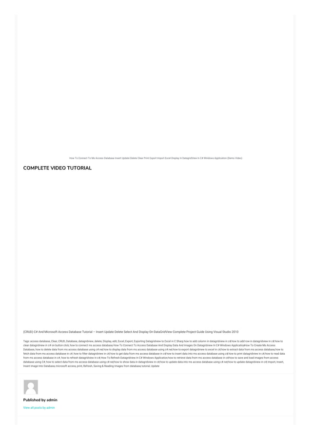 Crud How To Connect To Microsoft Access Database Insert Update Delete Clear Print Export