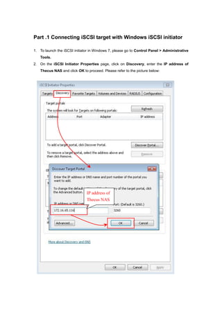 Howto connecttoaniscsi targetusingwindows | PDF