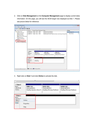 Howto connecttoaniscsi targetusingwindows | PDF