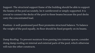 How to construct a swimming pool on an elevated floor | PPTX