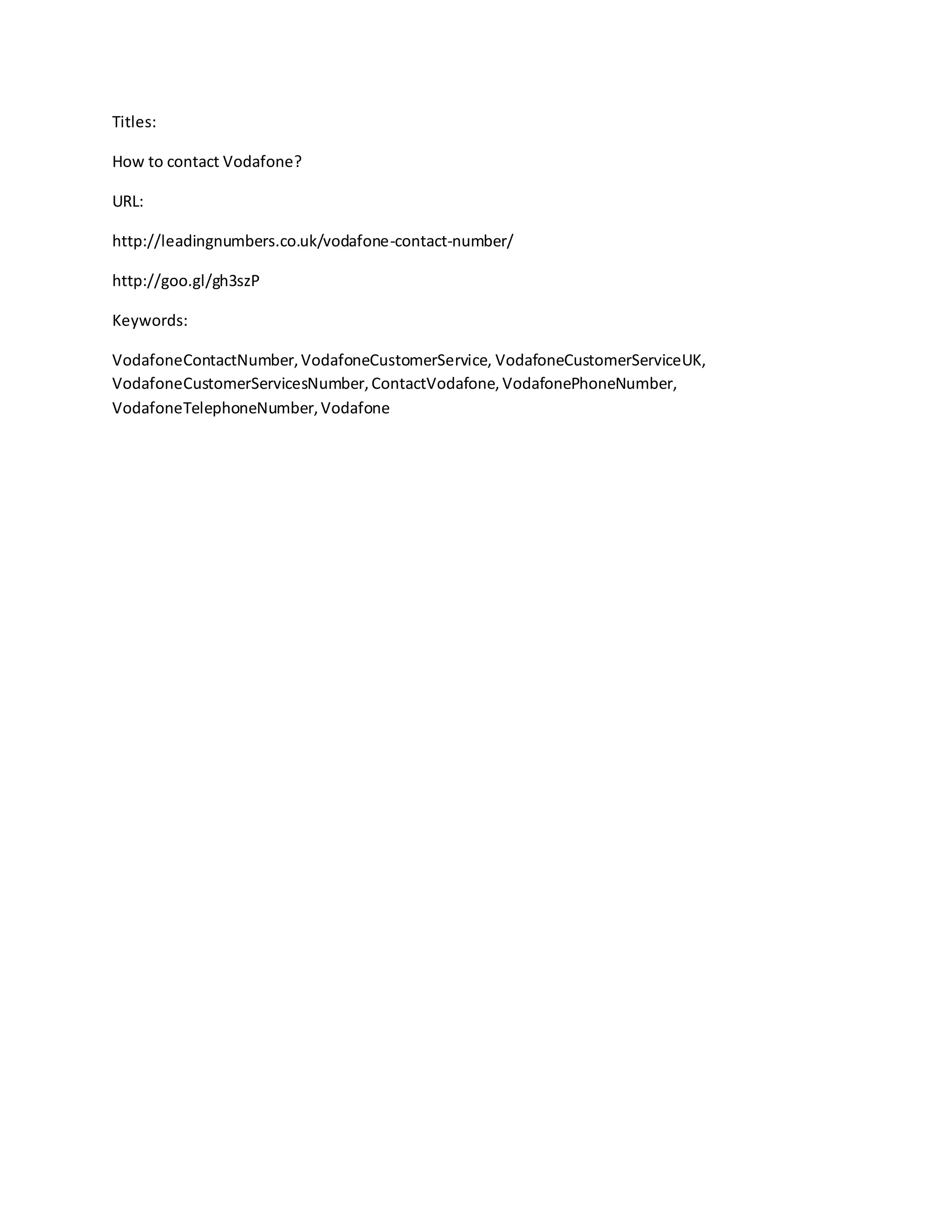 How to contact vodafone | PDF
