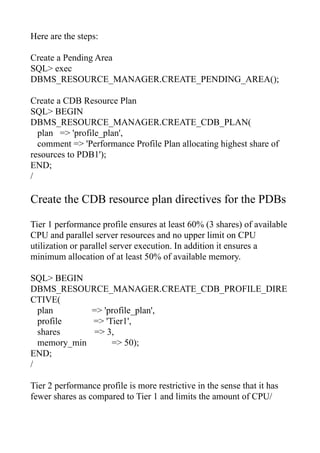 How To Control IO Usage using Resource Manager | PDF