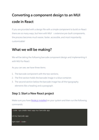 How to Convert a Component Design into an MUI React Code | PDF