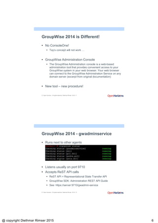 GWAVACon 2015: Open Horizons - How to convert a GroupWise user into a resource | PDF