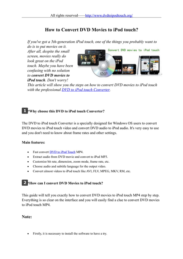 How to convert dvd movies to ipod touch | PDF