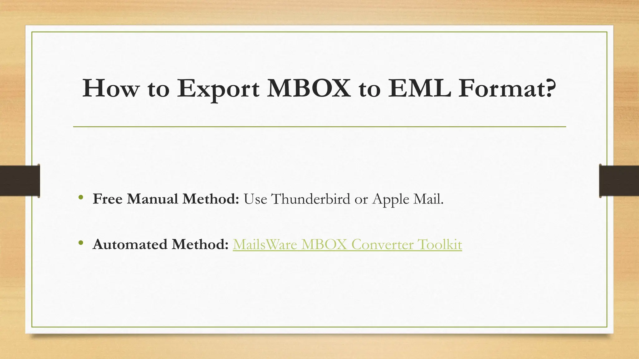 Convert MBOX Files to EML Format In Few Simple Steps | PPT