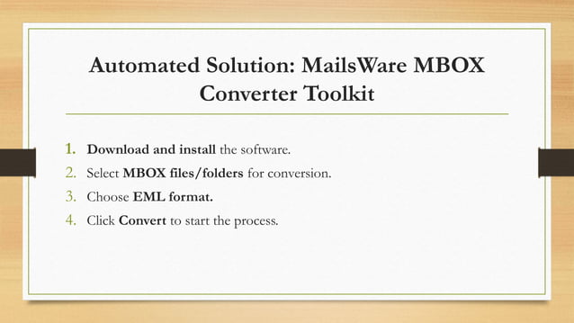 Convert MBOX Files to EML Format In Few Simple Steps | PPT