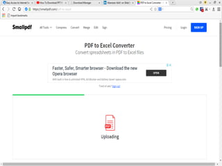 How to convert pdf to excel without software | PPT