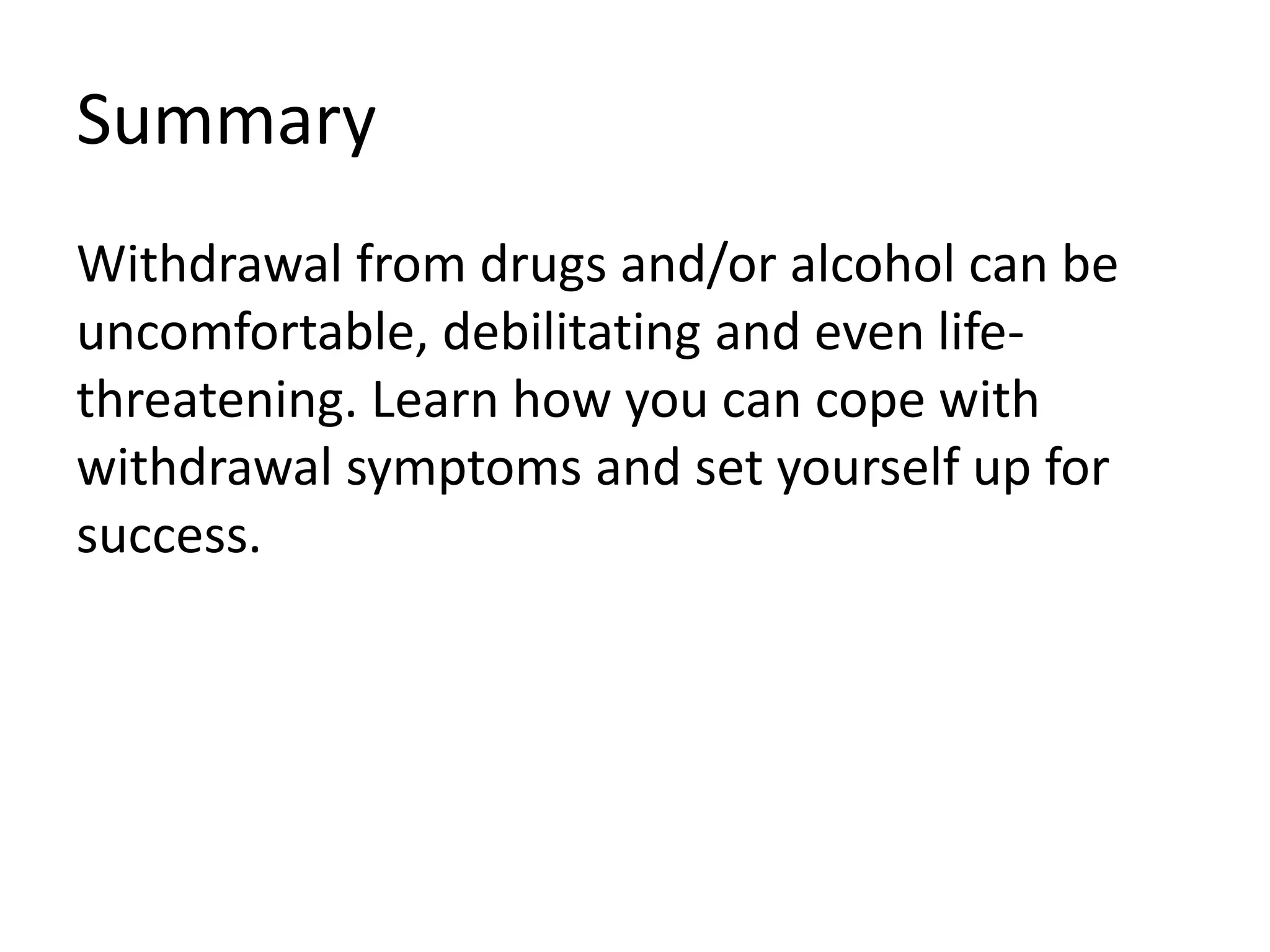 How to Cope With Withdrawal Symptoms | PDF