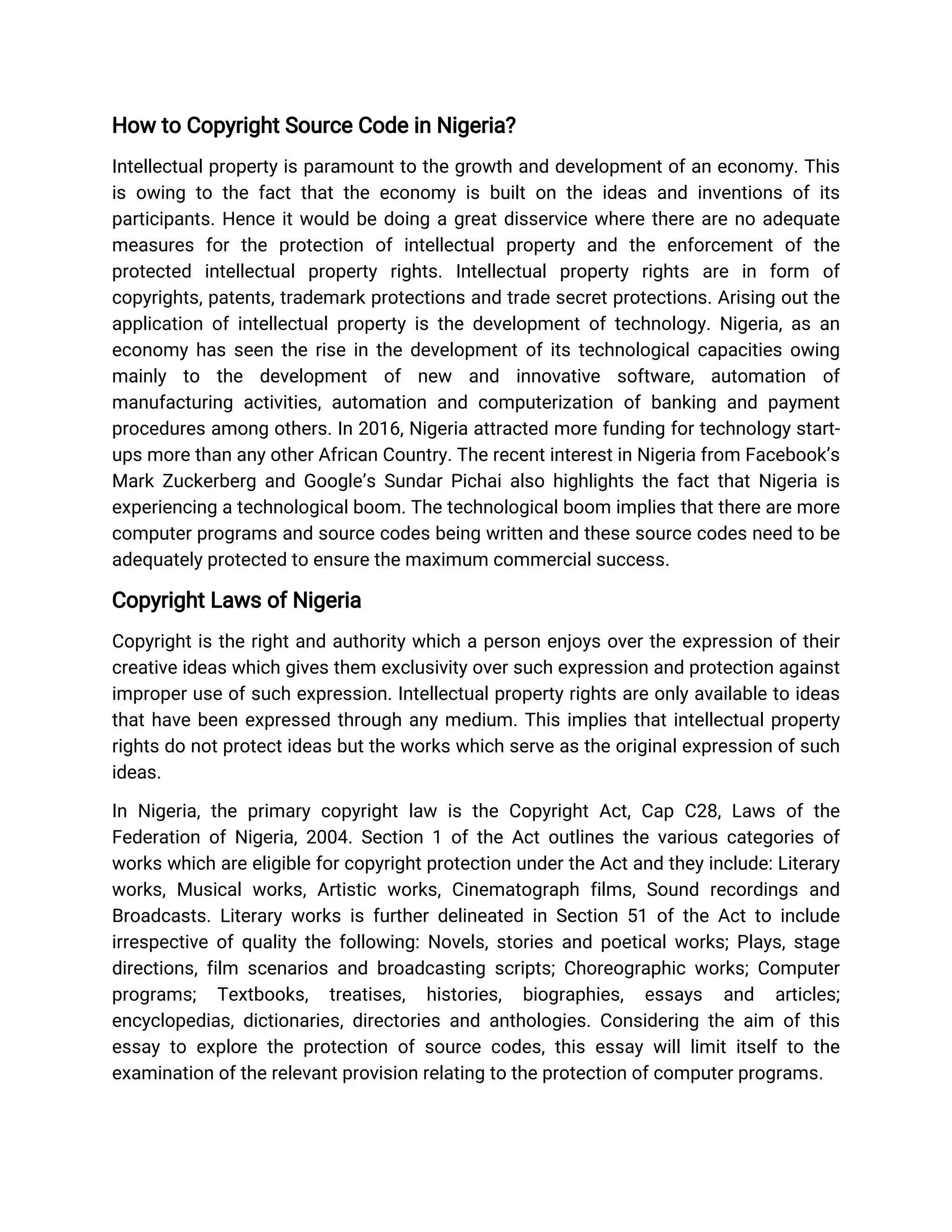 How to Copyright Source Code in Nigeria | PDF