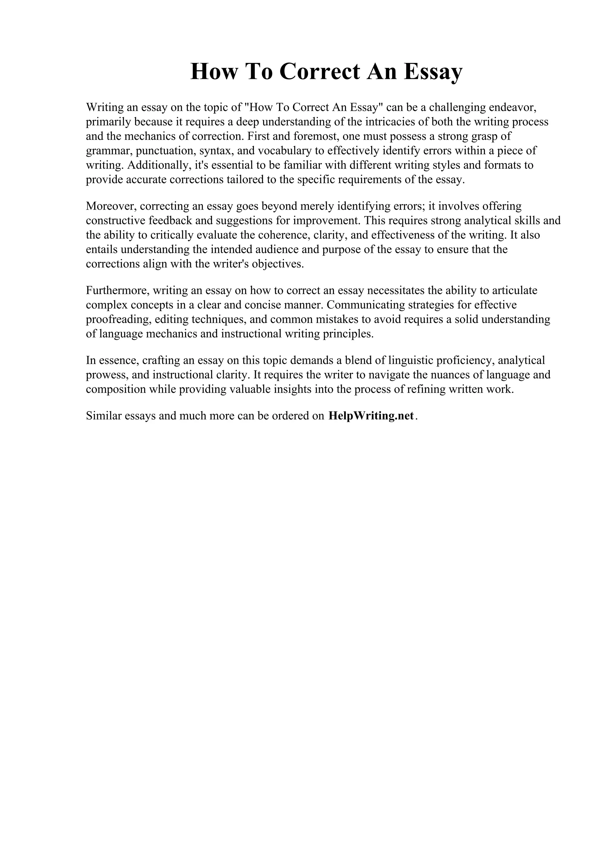 How To Correct An Essay | PDF