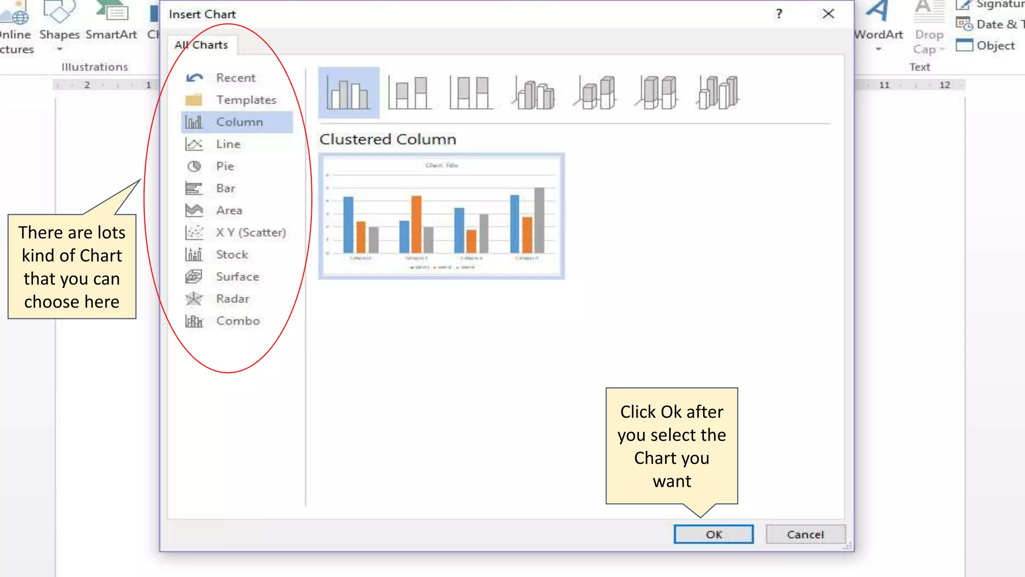 How to create a Chart in Word 2013 | PPTX