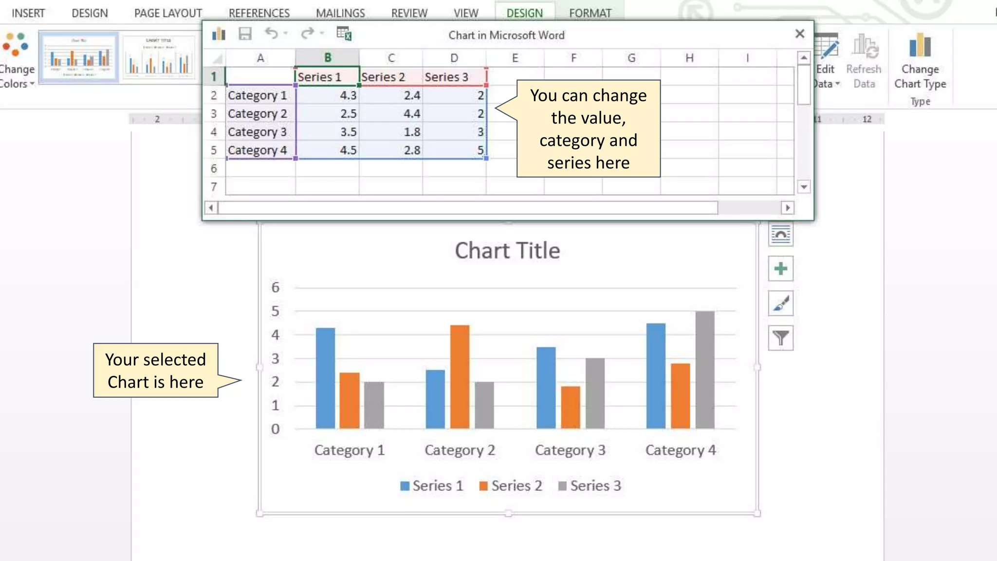 How to create a Chart in Word 2013 | PPTX