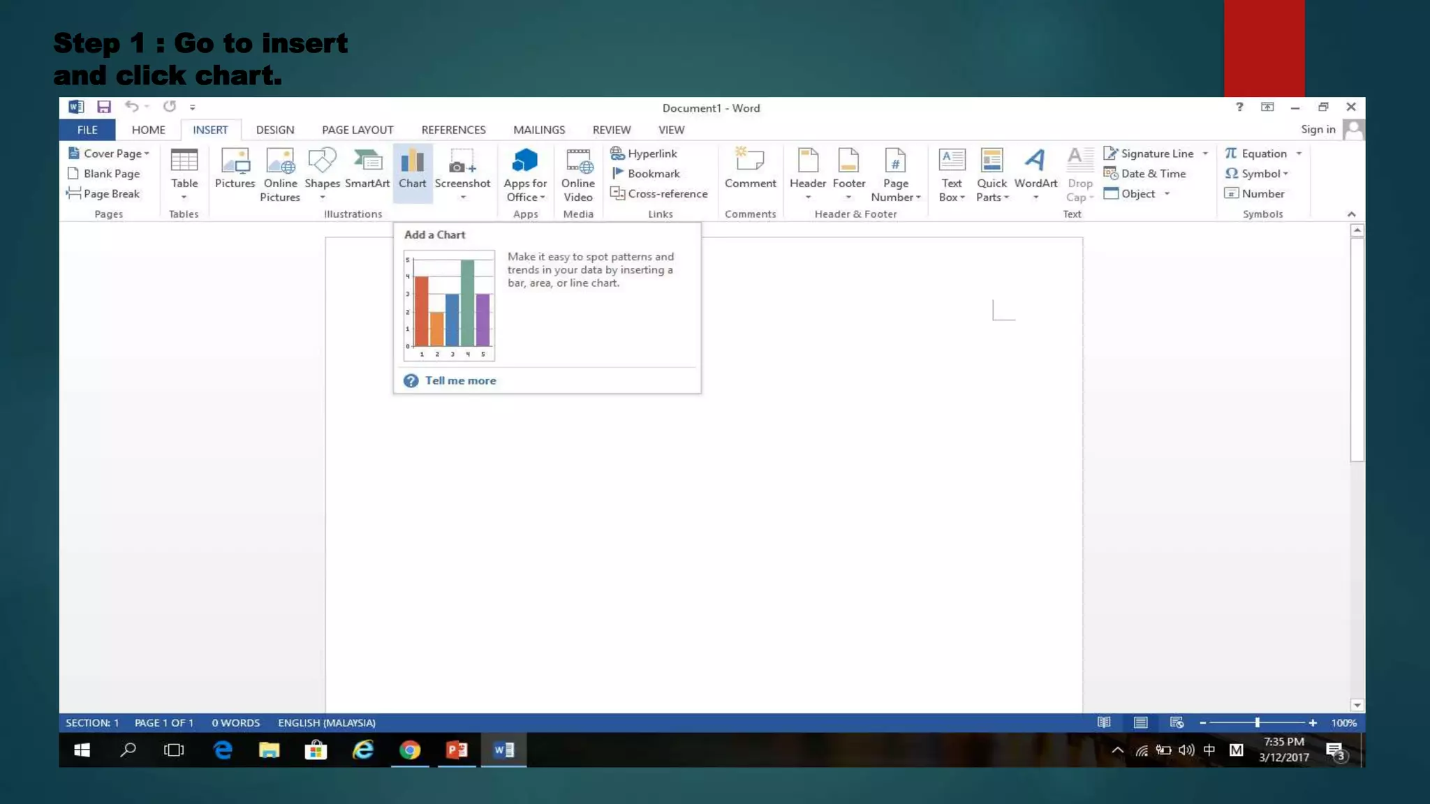 How to create a chart in word 2016 | PPT