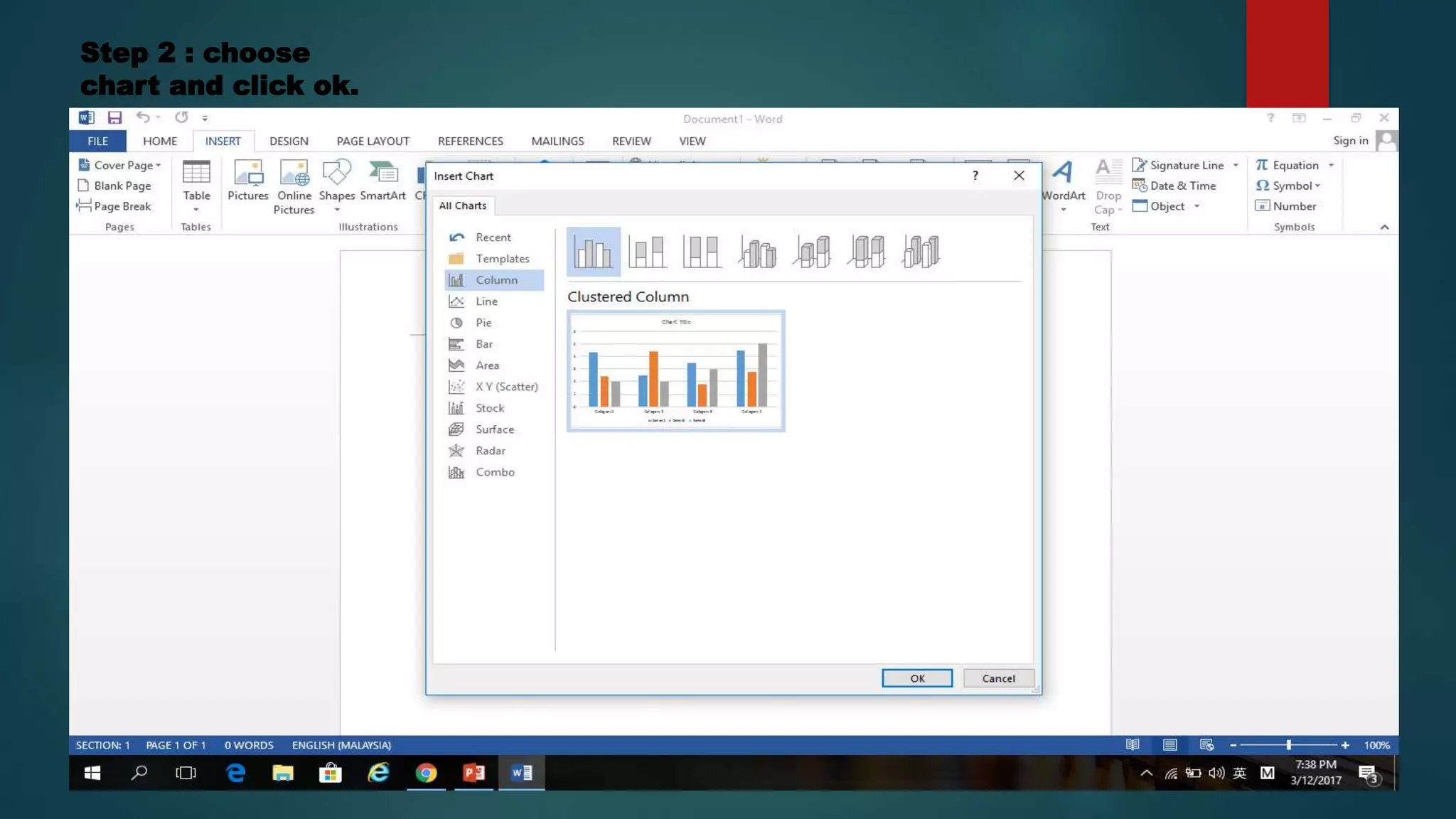 How to create a chart in word 2016 | PPT