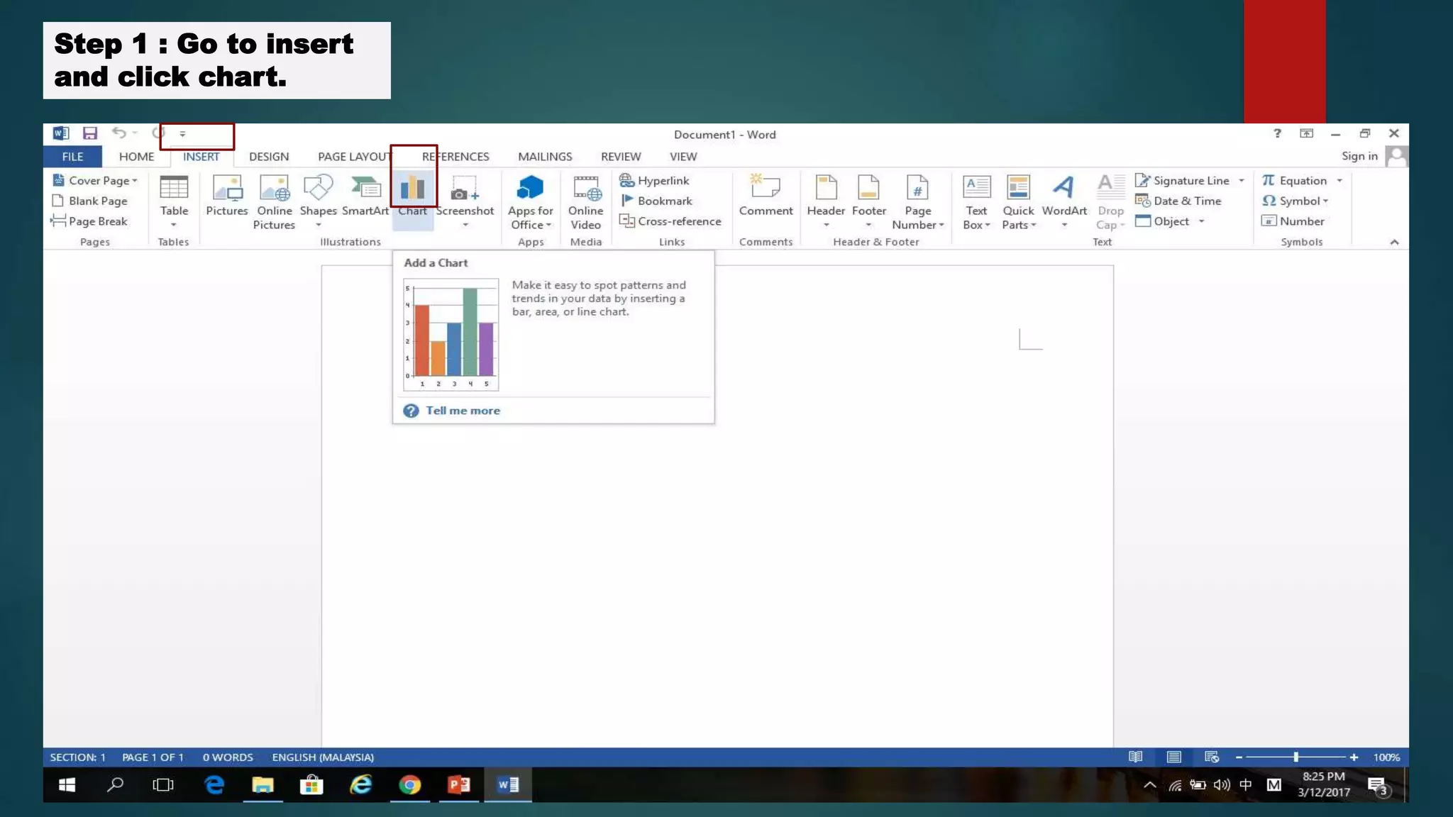 How to create a chart in Word 2016 | PPT